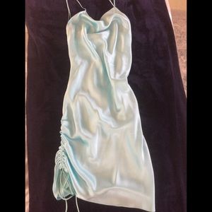 DANNIJO | Dresses | Dannijo Silk Turquoise Ruched Ocean Mini Slip Dress ...